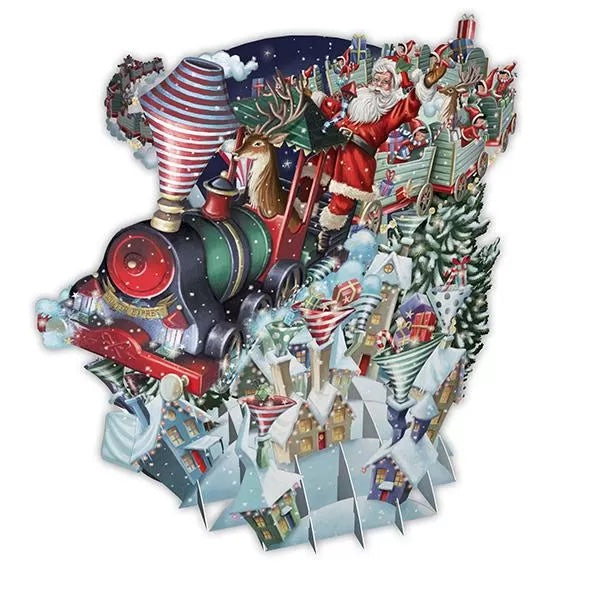 Biglietto 3D Paper Art - Treno di Babbo Natale — Segni Particolari